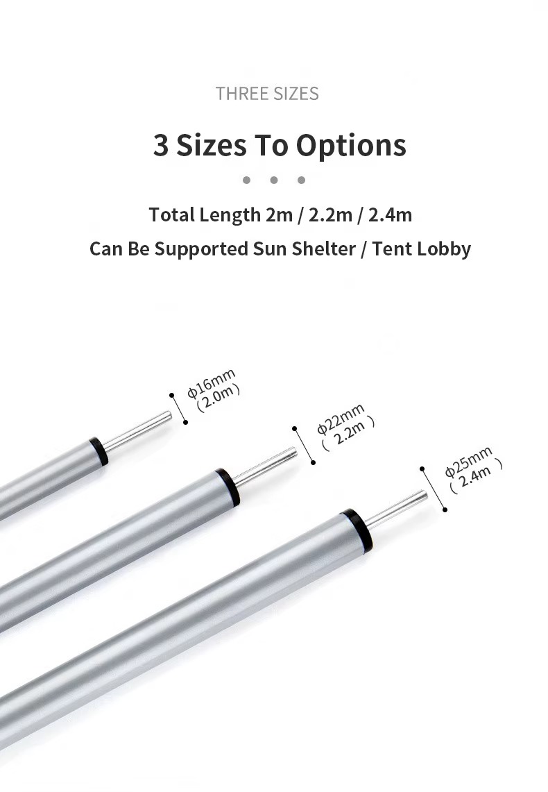 Naturehike 2PCS*2.4M Tent Pole 4 Section/PC Pole Iron Rod For Tent ...