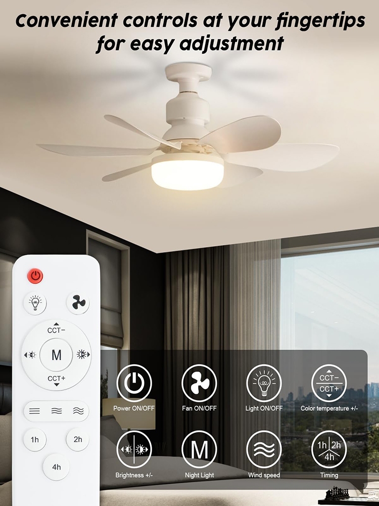 ASL Ceiling Fan With Light Tri Colors Remote Control 6-Blade Fan Light ...