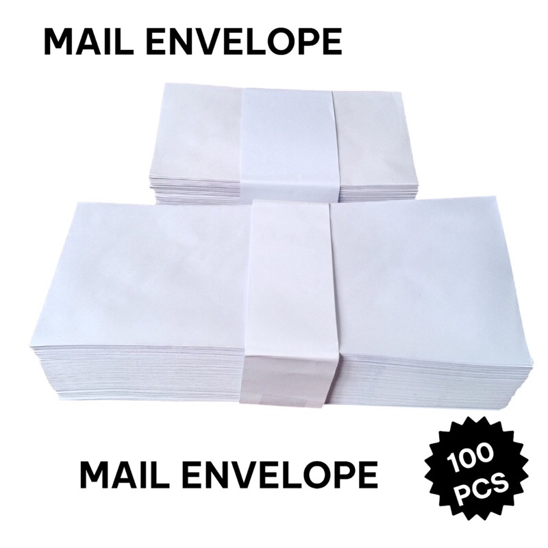 White Mail Envelope Long Short 100pcs | Shopee Philippines
