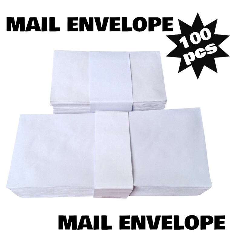 White Mail Envelope Long Short 100pcs | Shopee Philippines