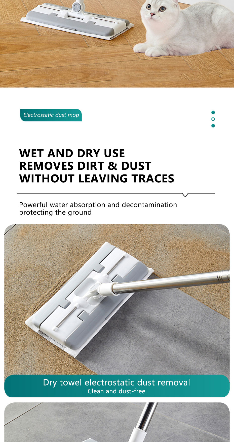 Electrostatic Dust Removal Mop Disposable Flat Mop Wet Tissue Wipes ...