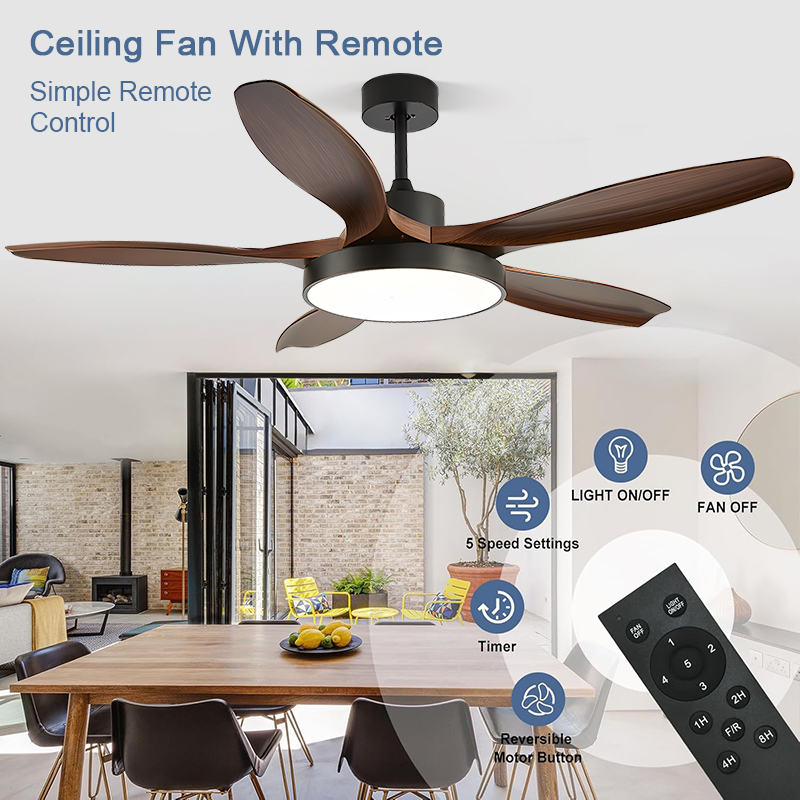 Nordic Modern Ceiling Fan with Light Wood Grain Tri-Color Light Light with Fan Remote | Shopee ...