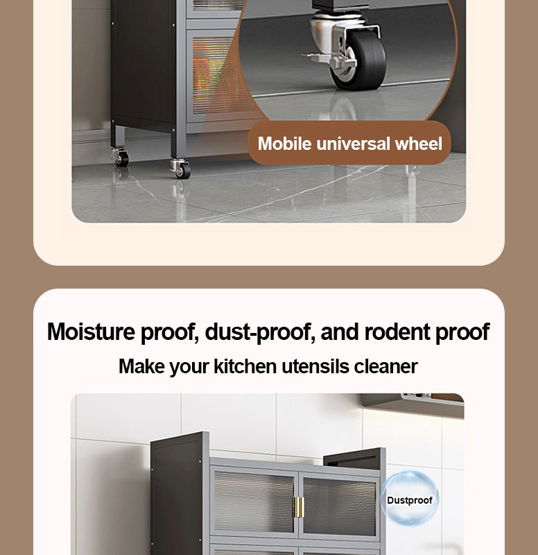 Kitchen Dustproof Storage Cabinet Carbon Steel Multi-function Wardrobe ...