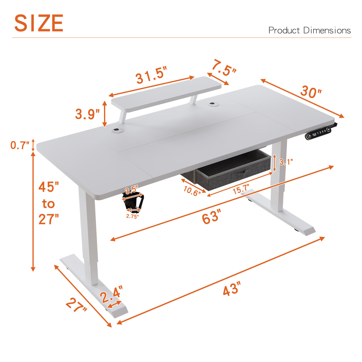 Mxtark 1.4M Electric Standing Desk Table Adjustable Height Memory ...