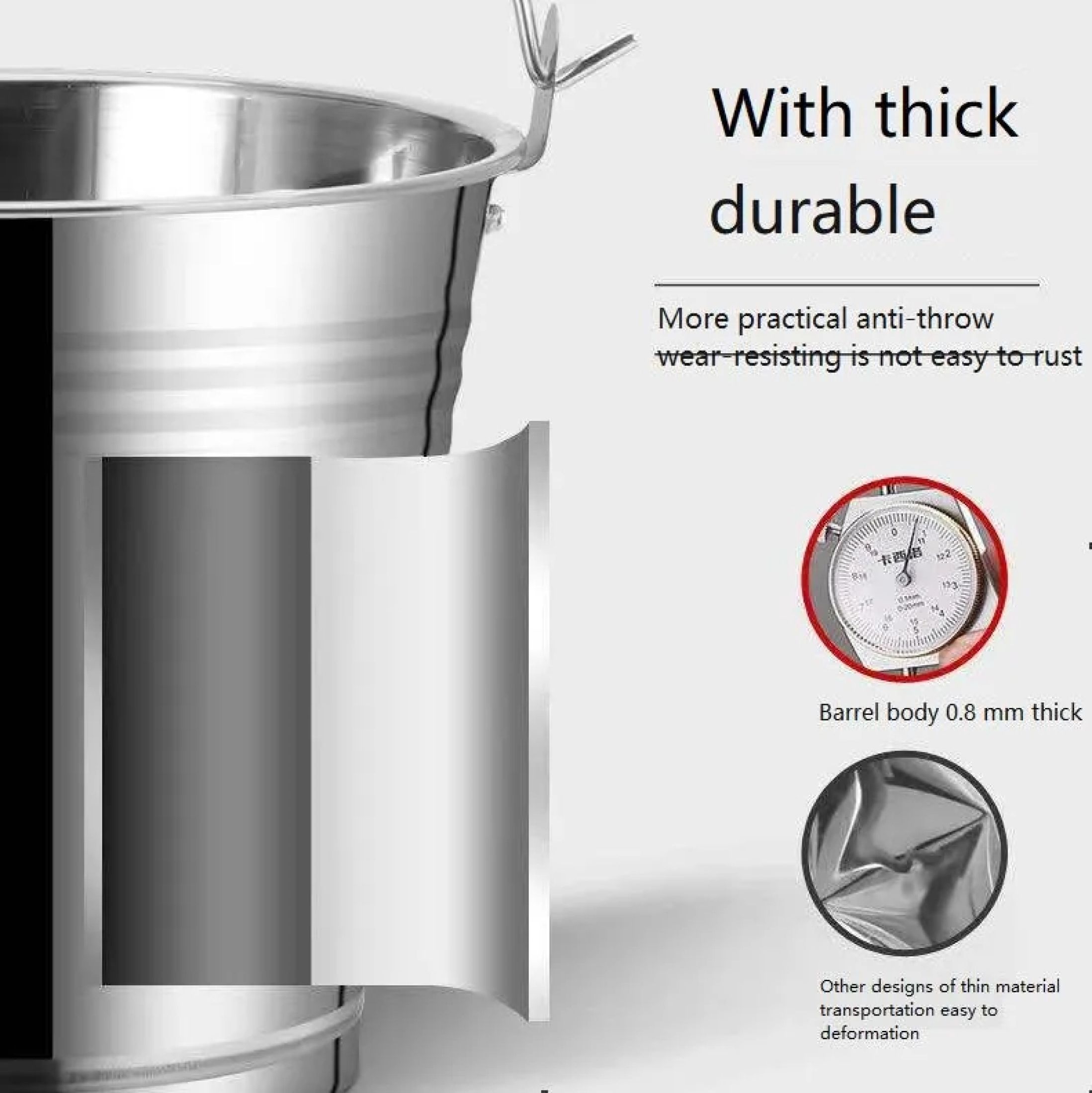 Stainless Steel Bucket Thickened Stainless Timba Hand Ice Bucket 5L 10L ...