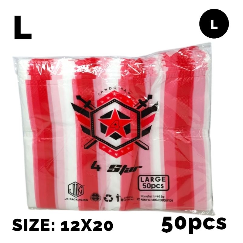 50pcs Thick White Red Stripes Color Sando Plastic Bag Extra Jumbo and ...