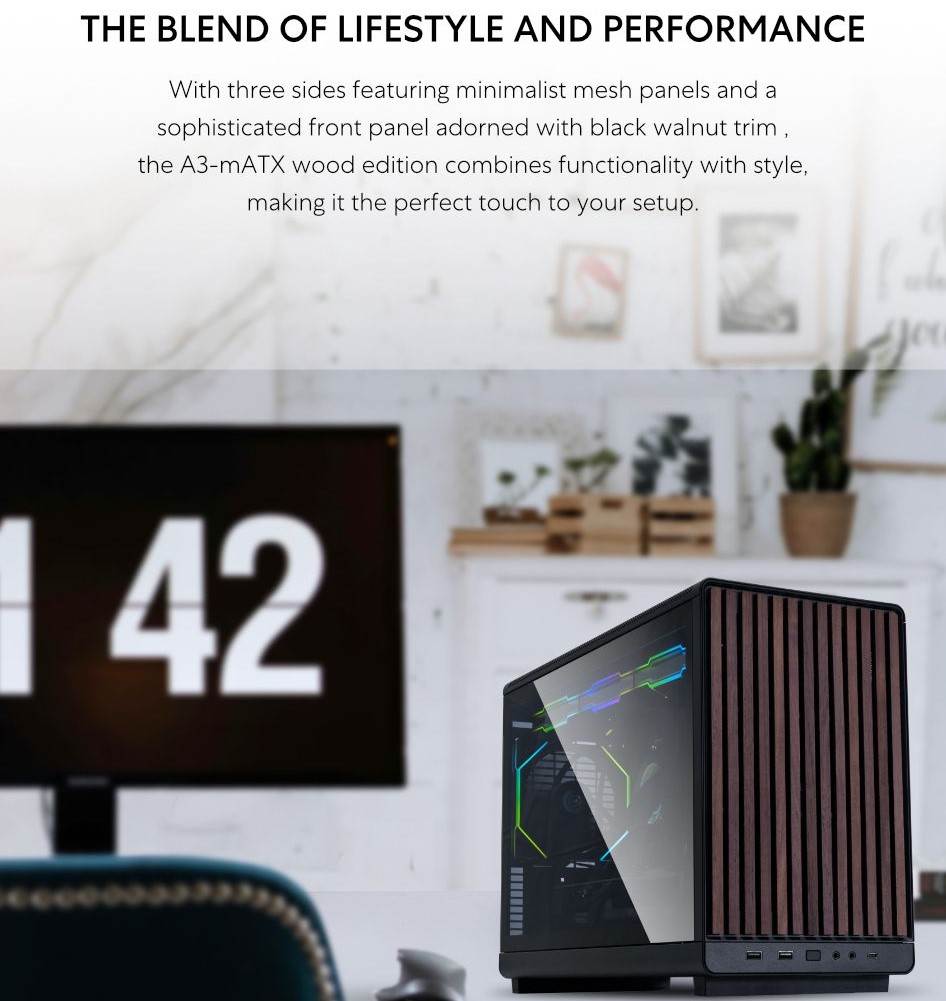 Lian Li Computer PC Case A3-mATX Wooden Front Panel Glass Side Panel ...