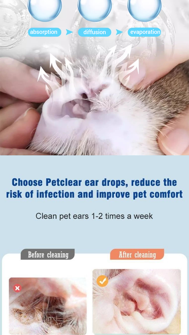 Petclear Pet ear drops Remove dirt, ear mites, and odors from the ears ...