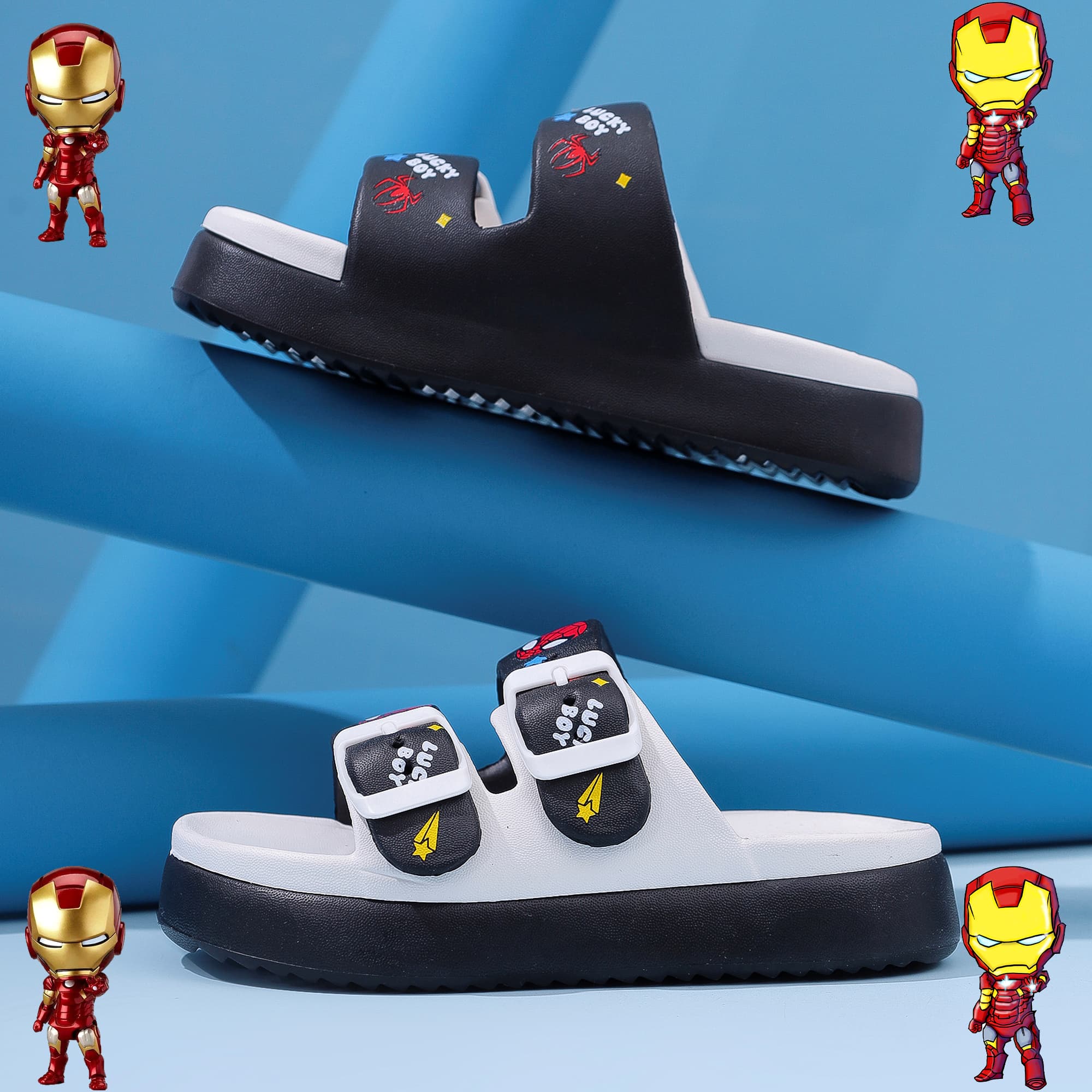 Umi Double Buckle Flat Sandals For Kids Spider-Man Cartoon Non Slip ...