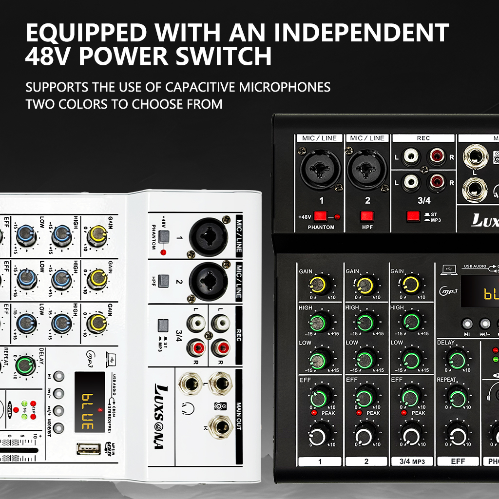 Professional Audio Mixer USB 4 Channel Mixer with Bluetooth KTV ...