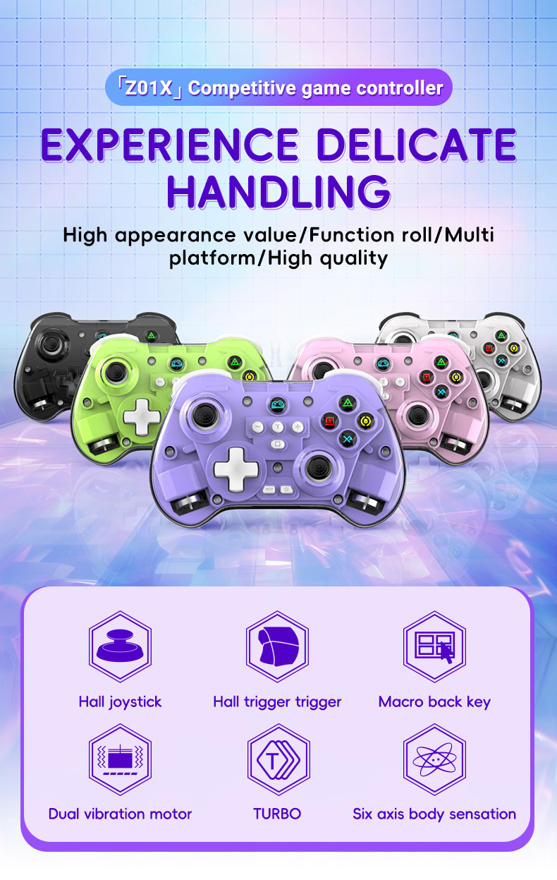 Z01X Wireless v5.0 Switch Game Controller with RGB Light Hall Trigger ...