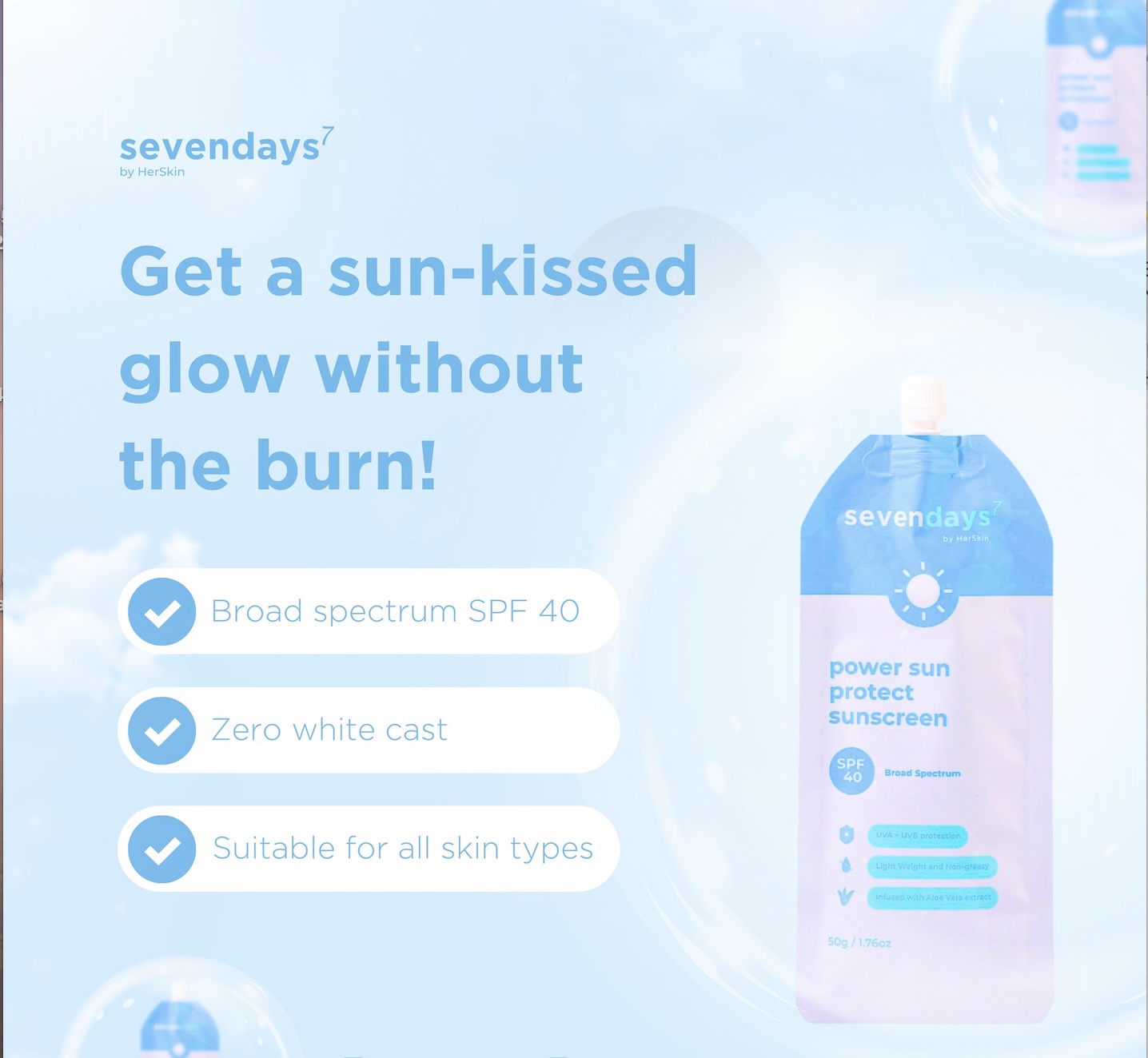 Sevendays Power Sun Protect Sunscreen SPF40 50g By Her Skin Kath ...