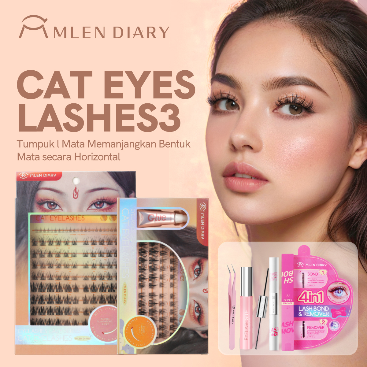 MLEN DIARY Foxy Eyes Eyelashes Extension High Quality Lashes Reusable ...