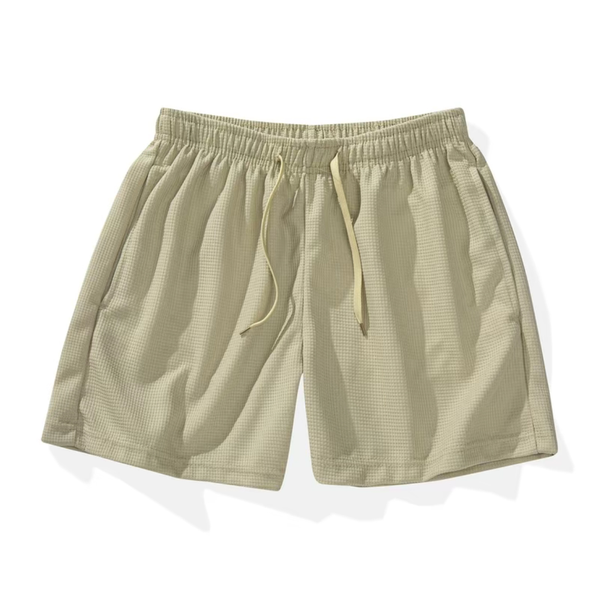 Waffle solid color neutral shorts basic simple daily versatile fashion ...