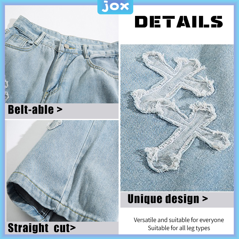 Jeans For Men Baggy Denim American Cross Printed Aesthetic Pants Washed ...