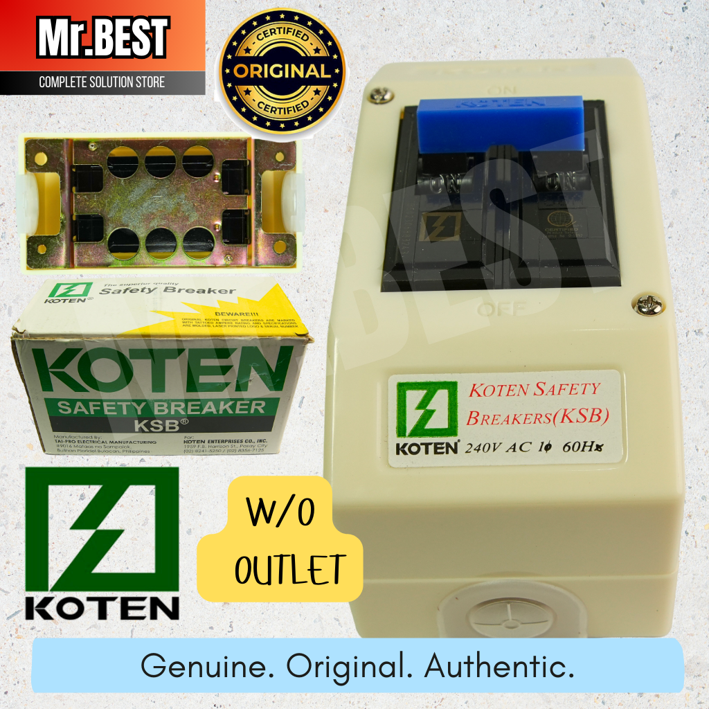 Original Koten KSB & KSB-S Safety Circuit Breaker with & without Outlet 15, 20, 30, 40, 50 ...