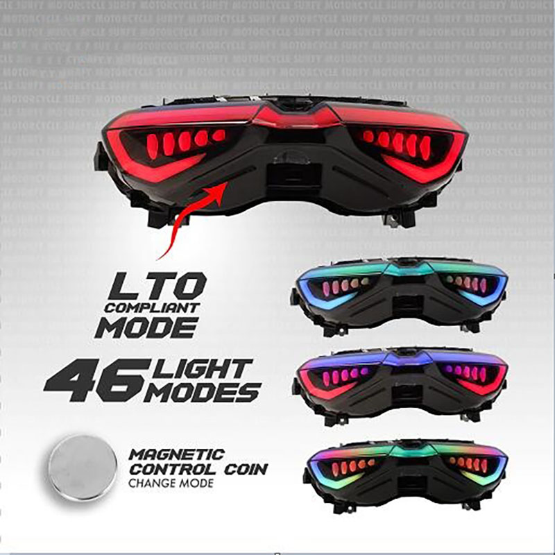 Yamaha Nmax V2 Tail Light RGB Smoke Lens 46Modes LED VIVID Color Plug ...