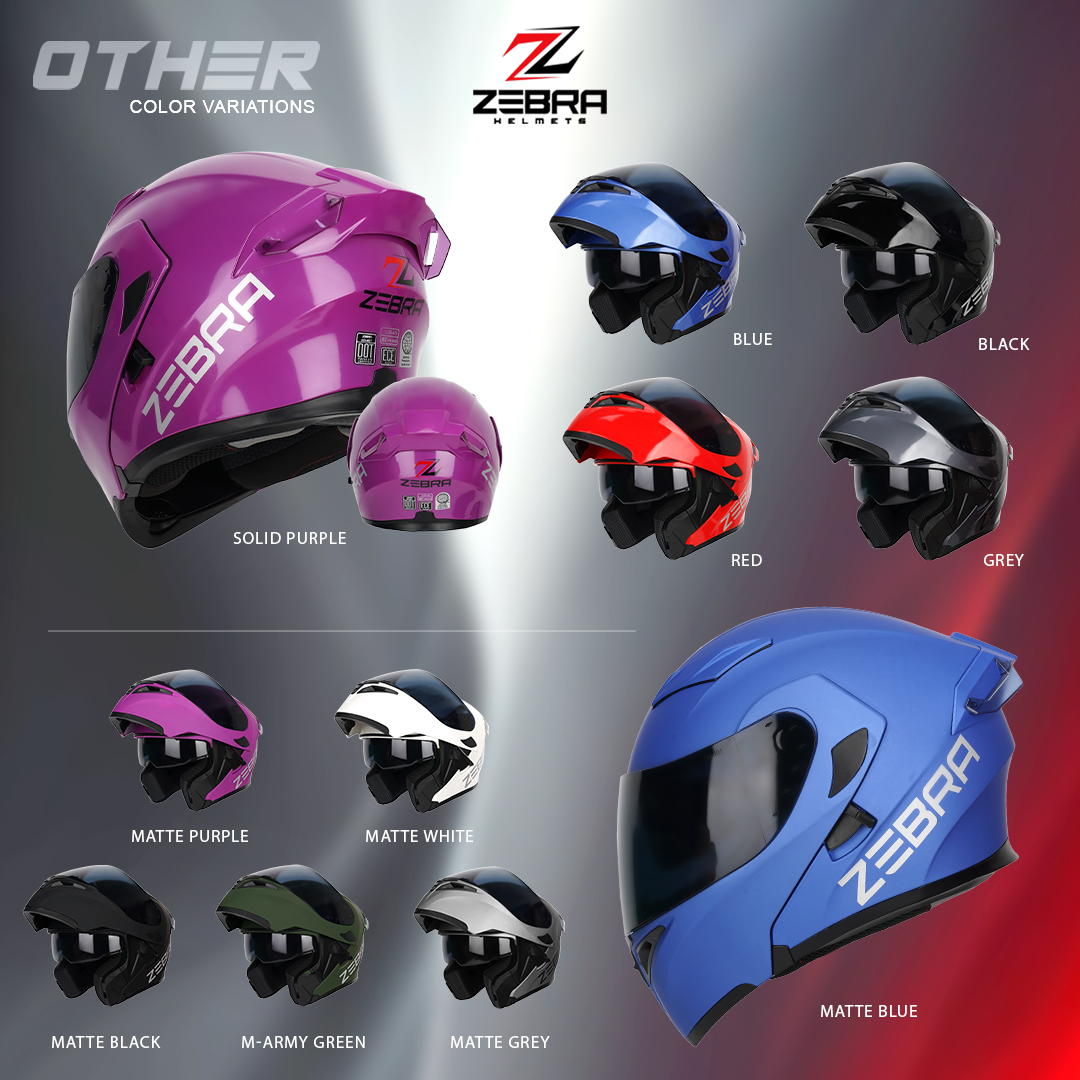 ZEBRA Modular Helmet Full Face Dual Visor For Motorcycle Helmet For Men ...