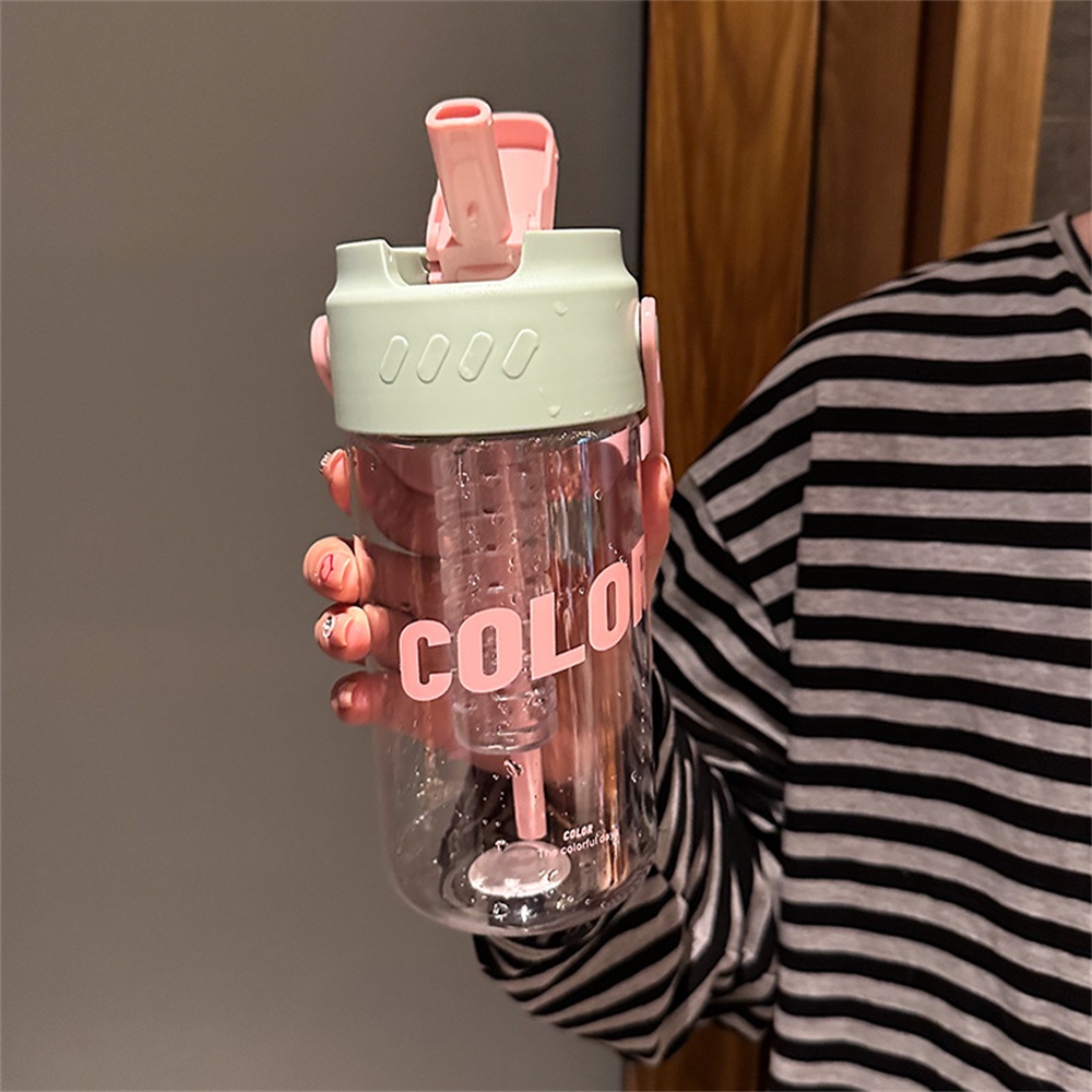 800ML Water Cup Portable High-Value Water Cup Student Water Bottle Straw Cup With Handle ...