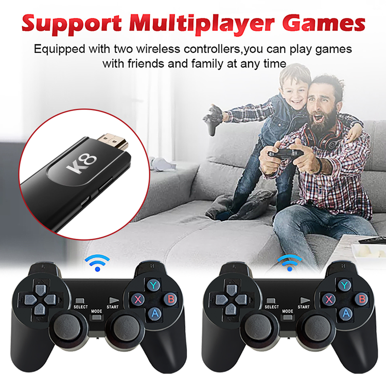 K8 3D Game Stick 64G 40000+ Classic 8K Games with 2 Gamepad Controllers ...