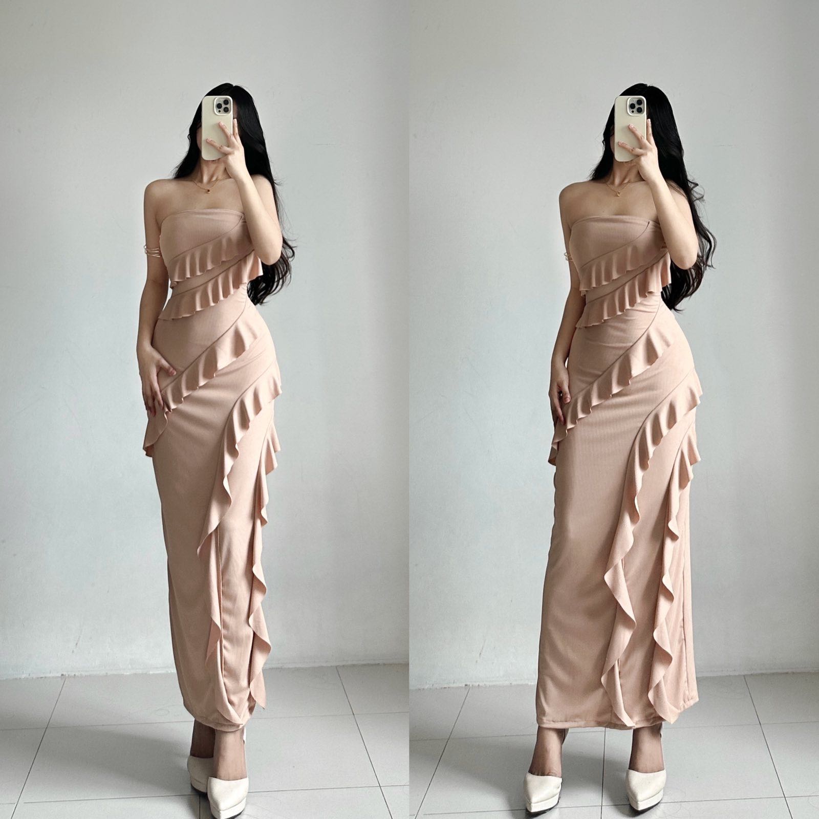 FYANG SUMMER ELEGANT MAXI RUFFLE BODYCON DRESS - Woman Tube Top Dress ...