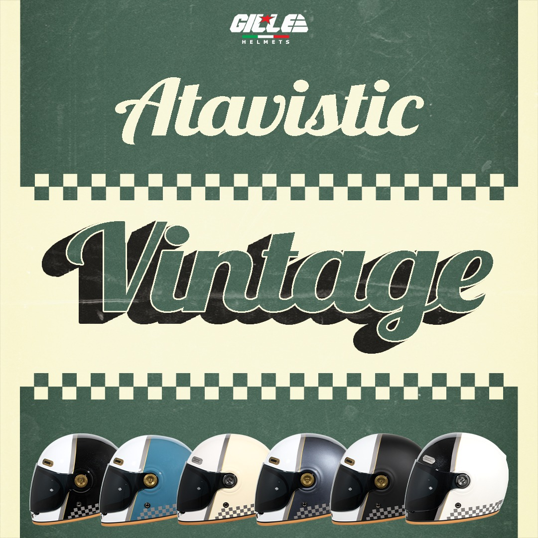 【𝑽𝒊𝒏𝒕𝒂𝒈𝒆】 GILLE ATAVISTIC Retro Classic Helmet Motorcycle Helmet Full ...