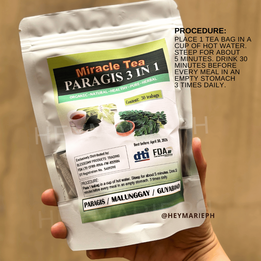 Paragis 3 in 1 Herbal Tea with Malunggay and Guyabano 30 Bags | Shopee ...