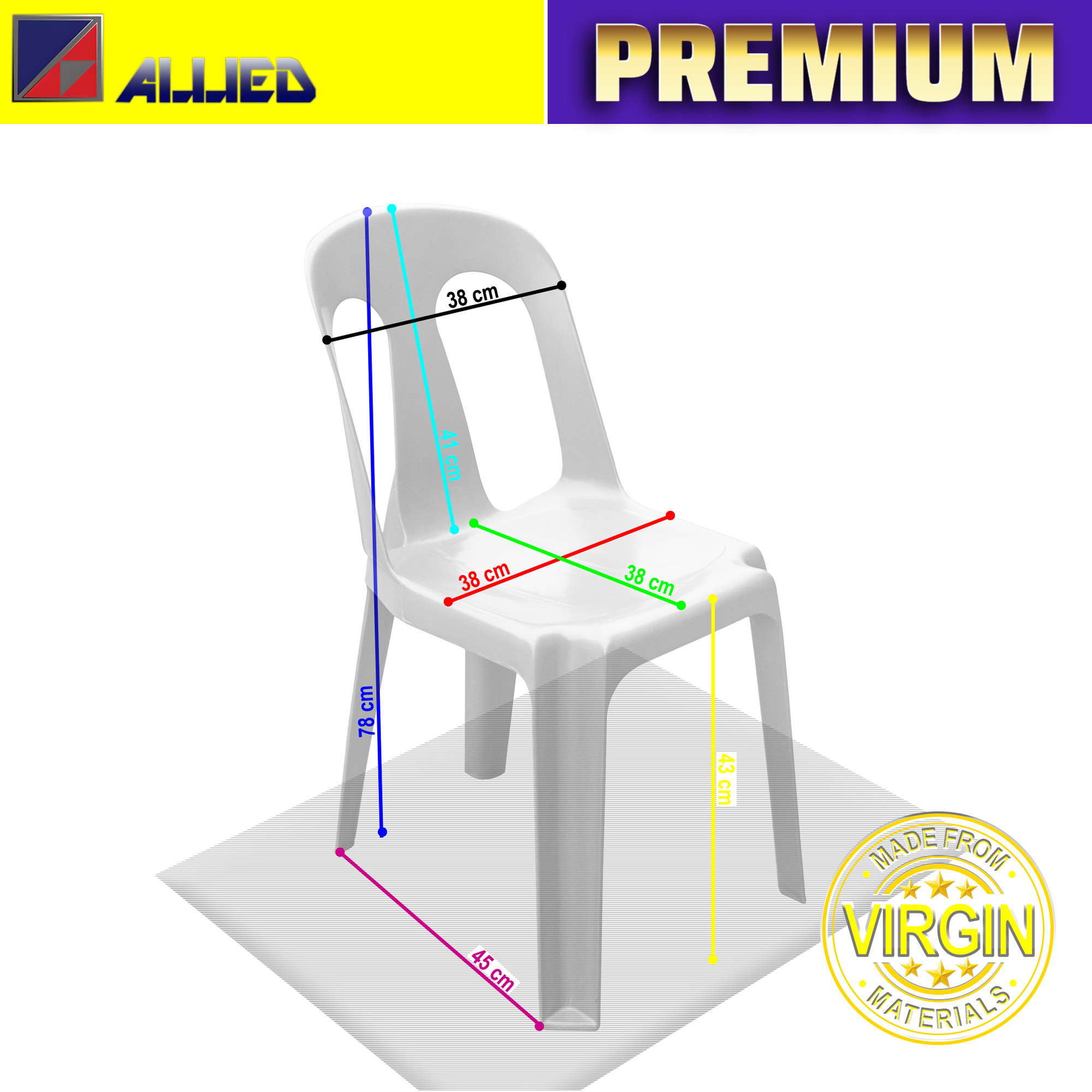 Allied Premium Plastic Chair Monobloc Standard Full Size Robina(A ...