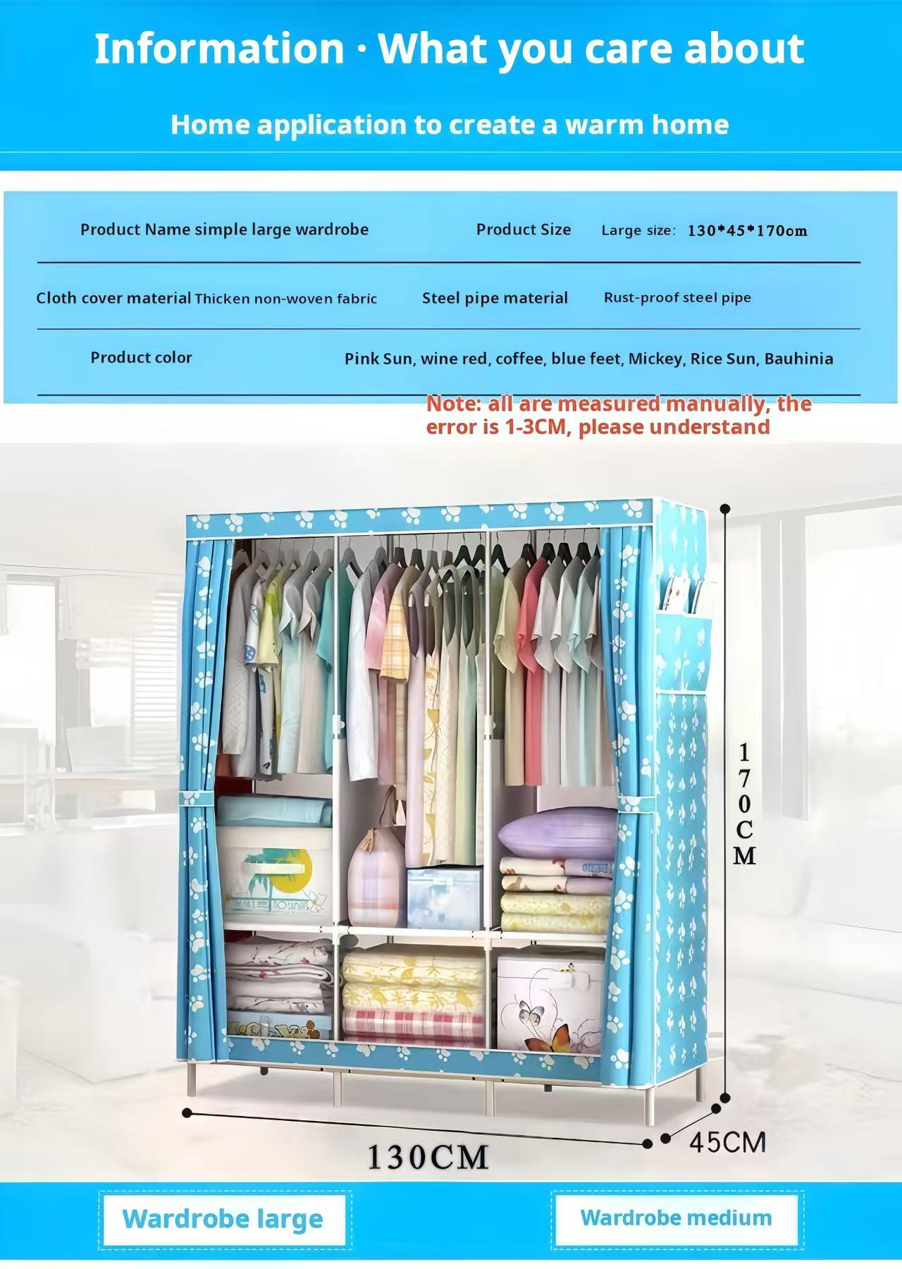 COD Clothes Cabinet Wardrobe Clothes Storage Bedroom Heavy Duty drower ...