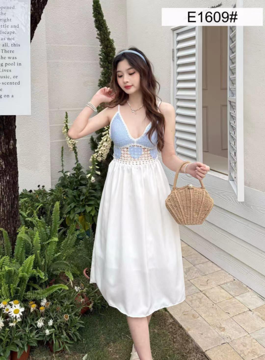 Knitted Hollow out Stitching A- line Dress Beach Dress for Women Summer ...