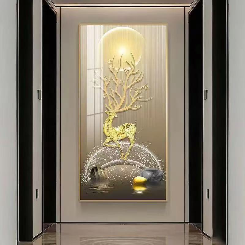 Modern entrance frescoes with gold frame wall decorations painting ...
