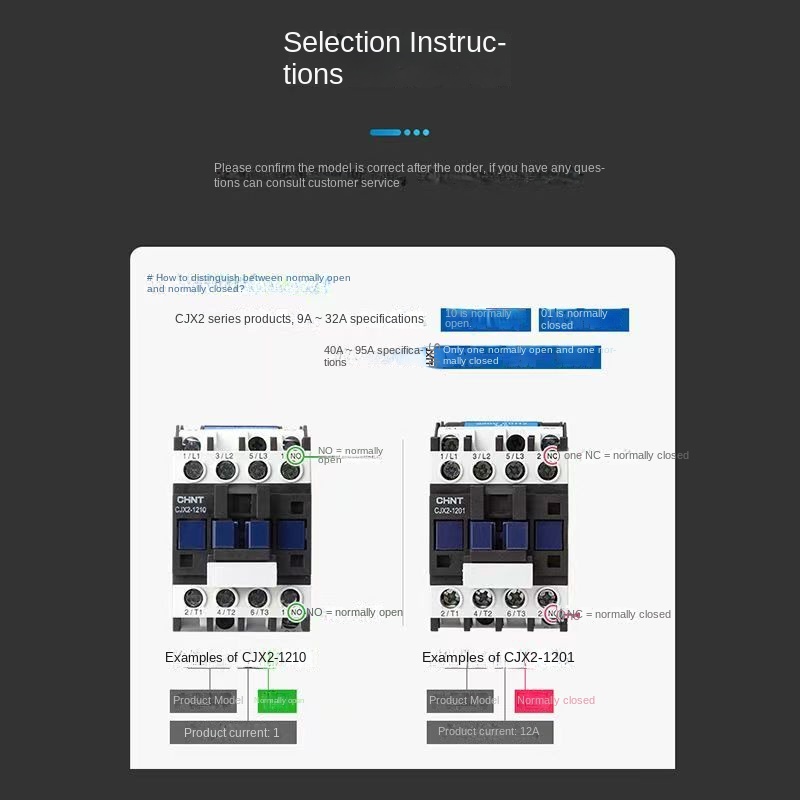 CHNT CJX2 AC contactor 220V single-phase CJX2 series 1810 2510 3210 4011 5011 6511 8011 9511 ...