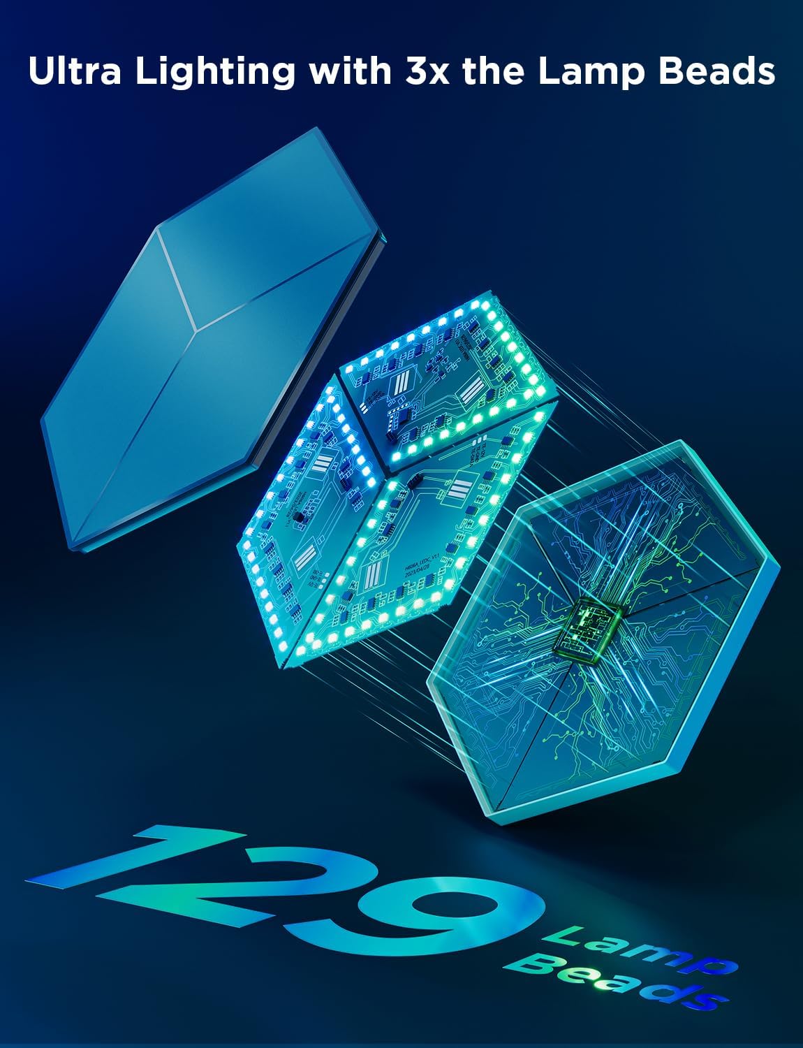 Govee Glide Hexagon Ultra LED 10 Light Panels RGBIC 3D Hexa Ultra Wall ...