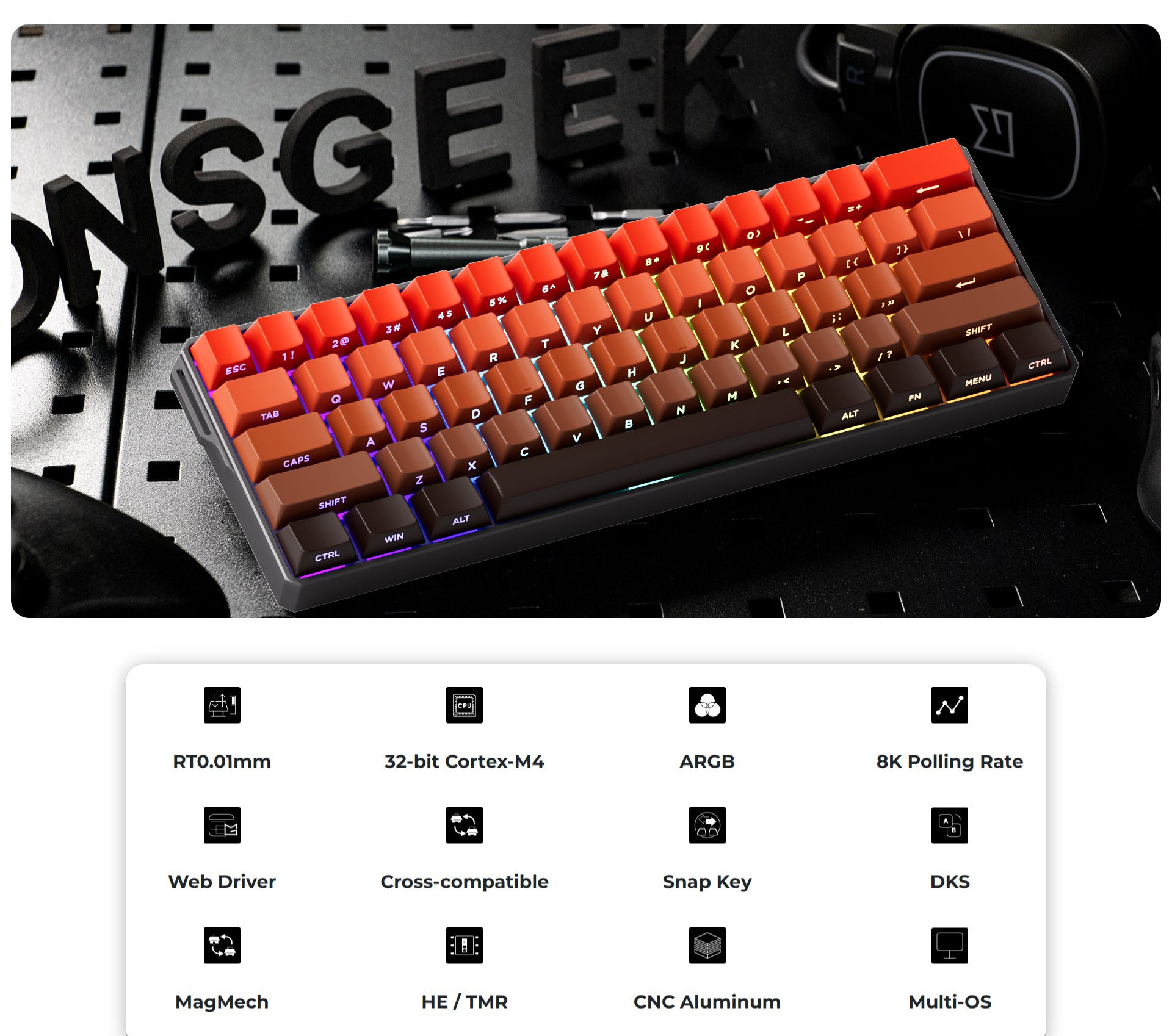 MonsGeek FUN60 Ultra SP Shine-Through Blaze Gradient Wired RGB ...