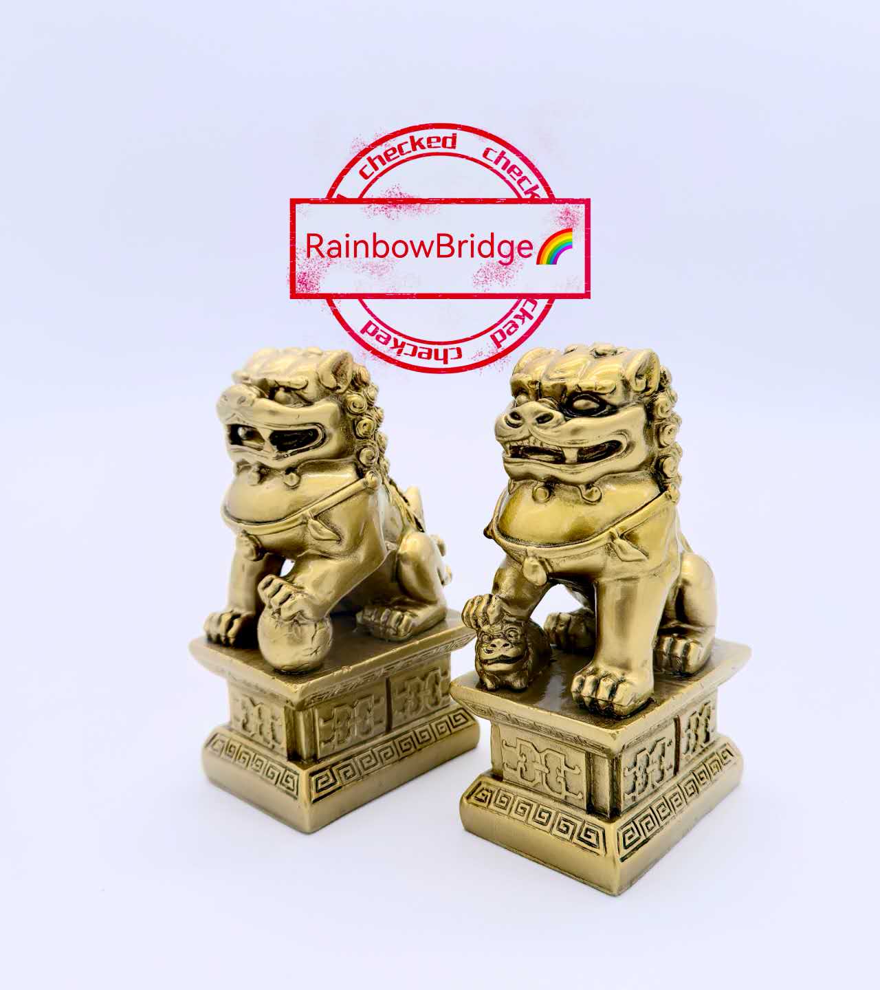 FU DOGS LUCKY FENGSHUI (New-BRASS-Small) #001 #SIZE: H11cm #8685 ...