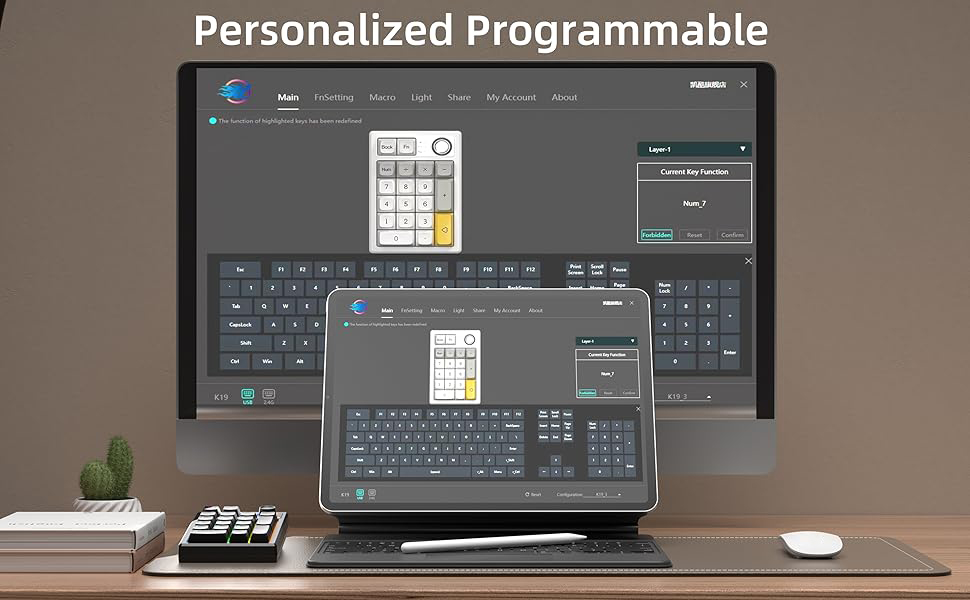 Keycool K21 K19 Numpad 3Modes Hot Swappable Programming Mechanical RGB ...