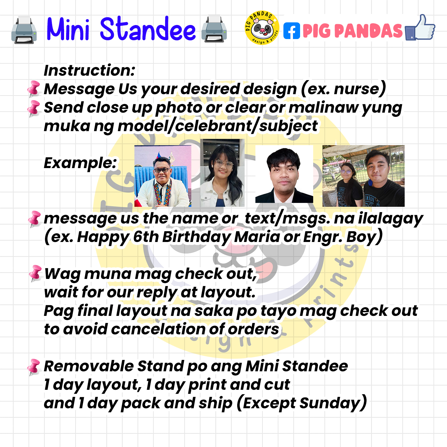 Mini Caricature Standee A5 Size Sintra with Removable Stand | Shopee ...