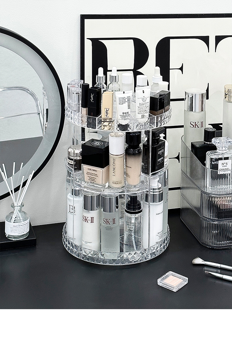 360° Rotating Make Up Organizer Multi Layers Cosmetic Storage Rack ...