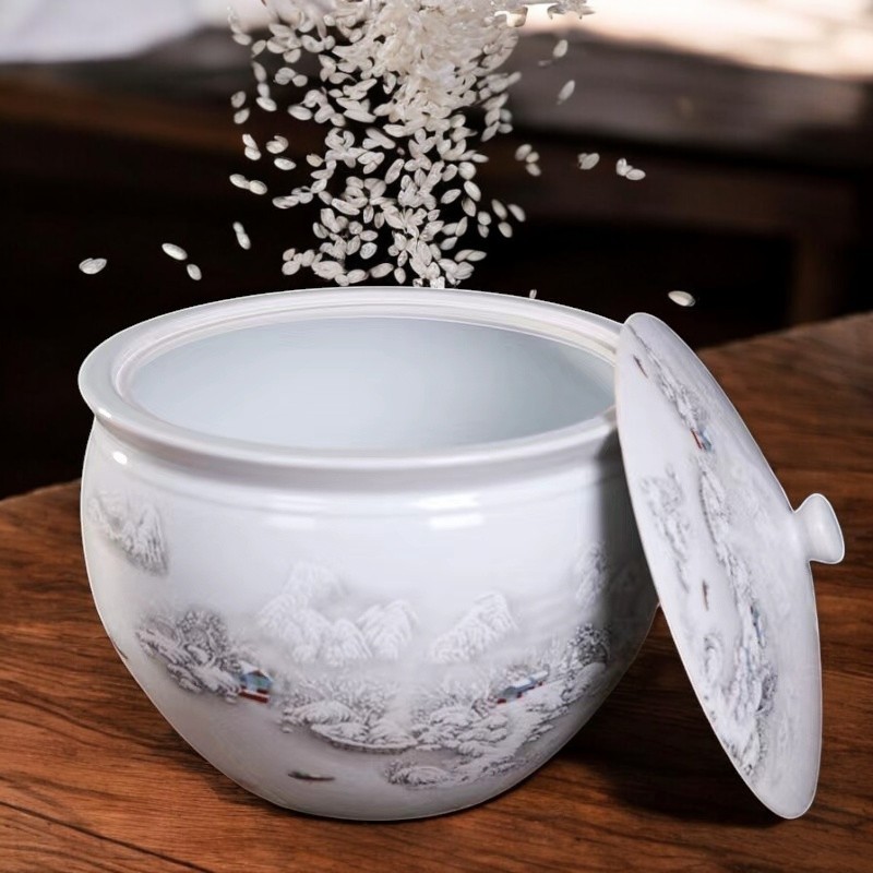 Ceramic Rice Storage Rice Vase Porcelain Rice Container Pot Container ...