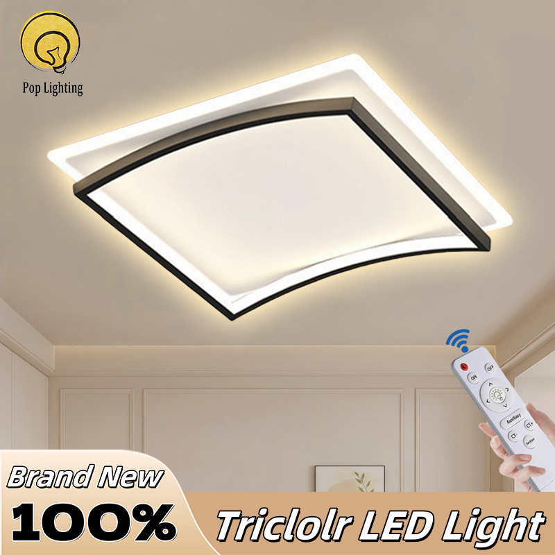 Modern LED Ceiling Light Remote Control Tricolor Dimming Ceiling Lamp ...