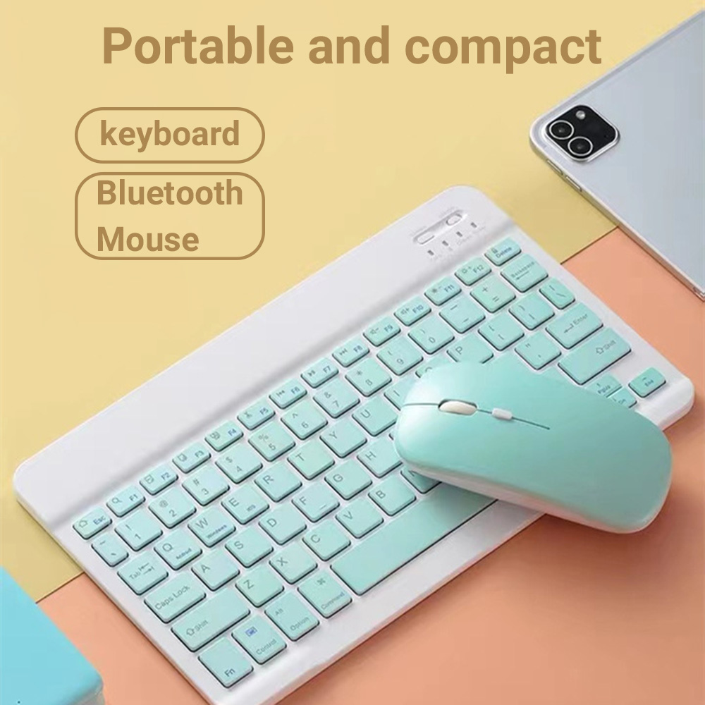 Wireless Bluetooth Mini Mouse and Keyboard Set Portable Small Keyboard ...