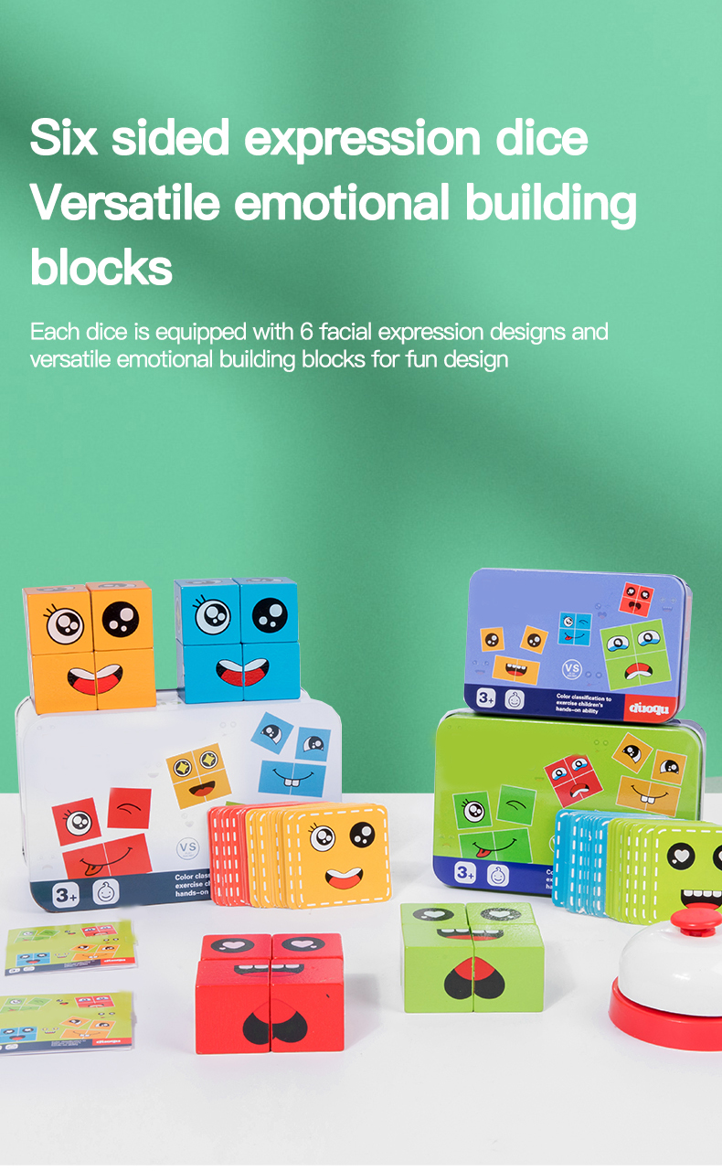 UNICO 72pcs Cards Wooden Face Changing Educational Magic Cube Building ...