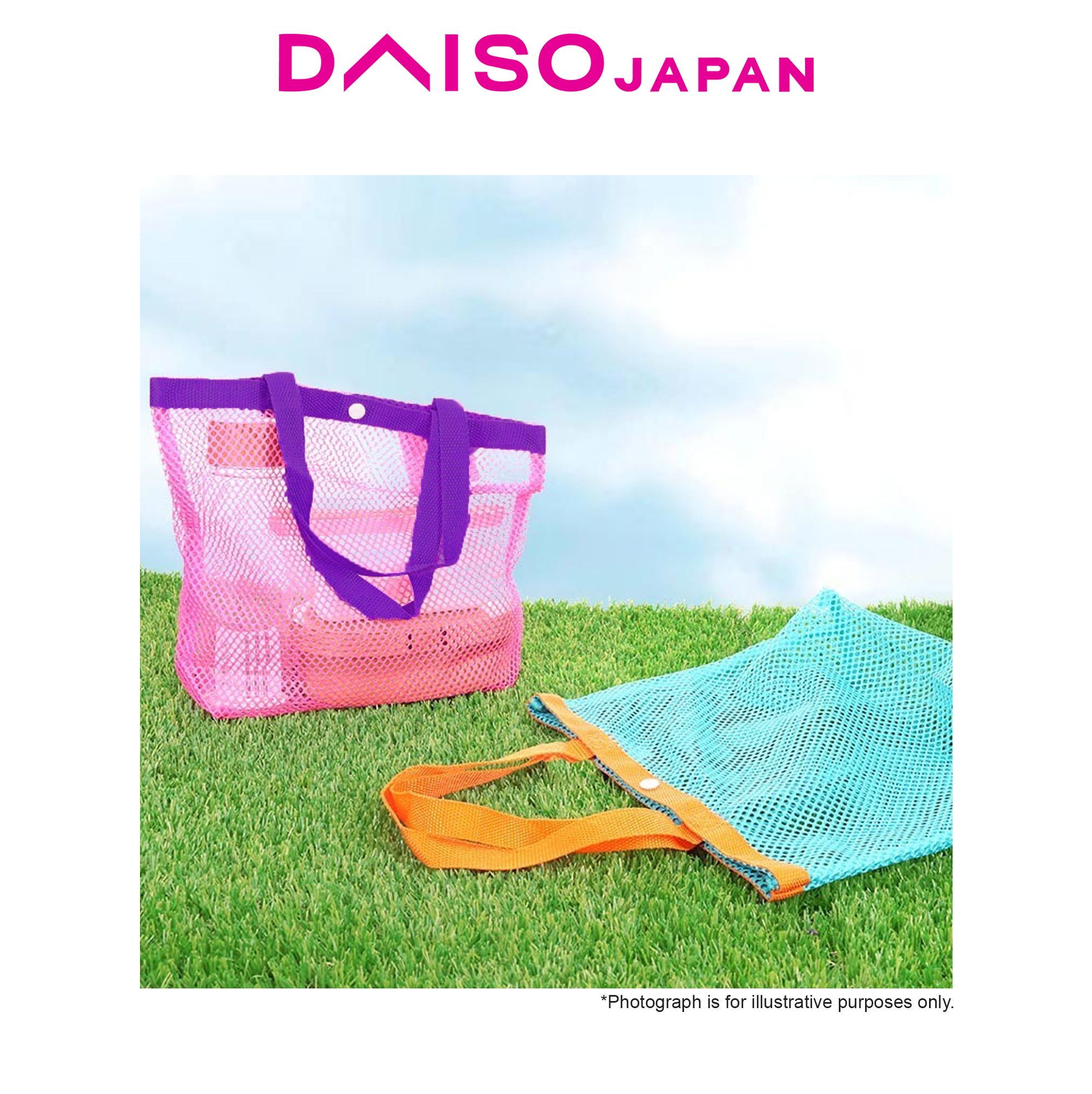 Daiso Two-toned Mesh Tote Bag in Bright Colors | Shopee Philippines