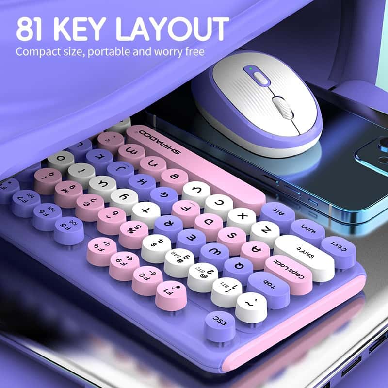 W688 Office Wireless Small Keyboard And Mouse Set Punk Keycaps ...