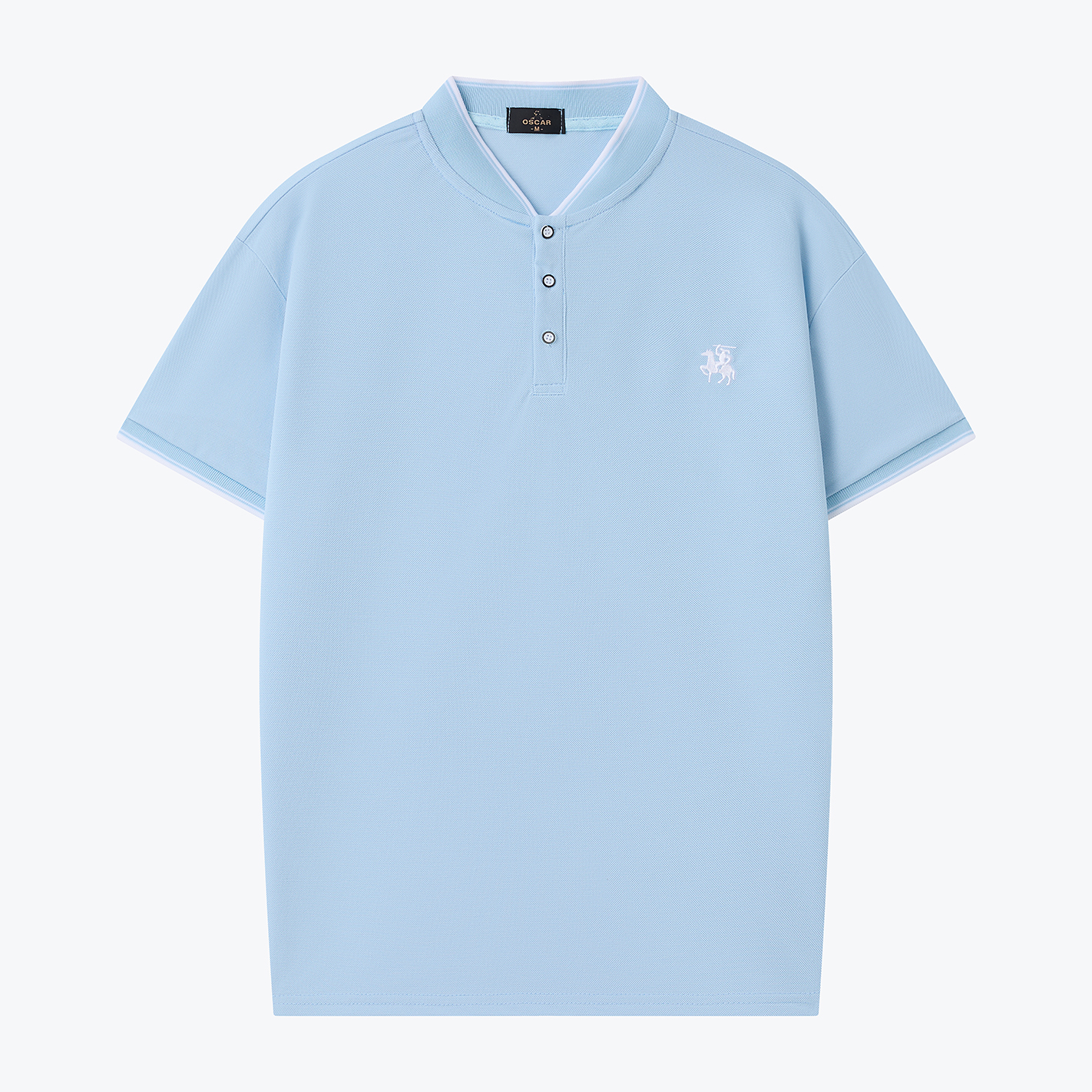 Kinwoo Men’s Figure & Horse Print Polo Shirt | Striped Trim | Casual ...