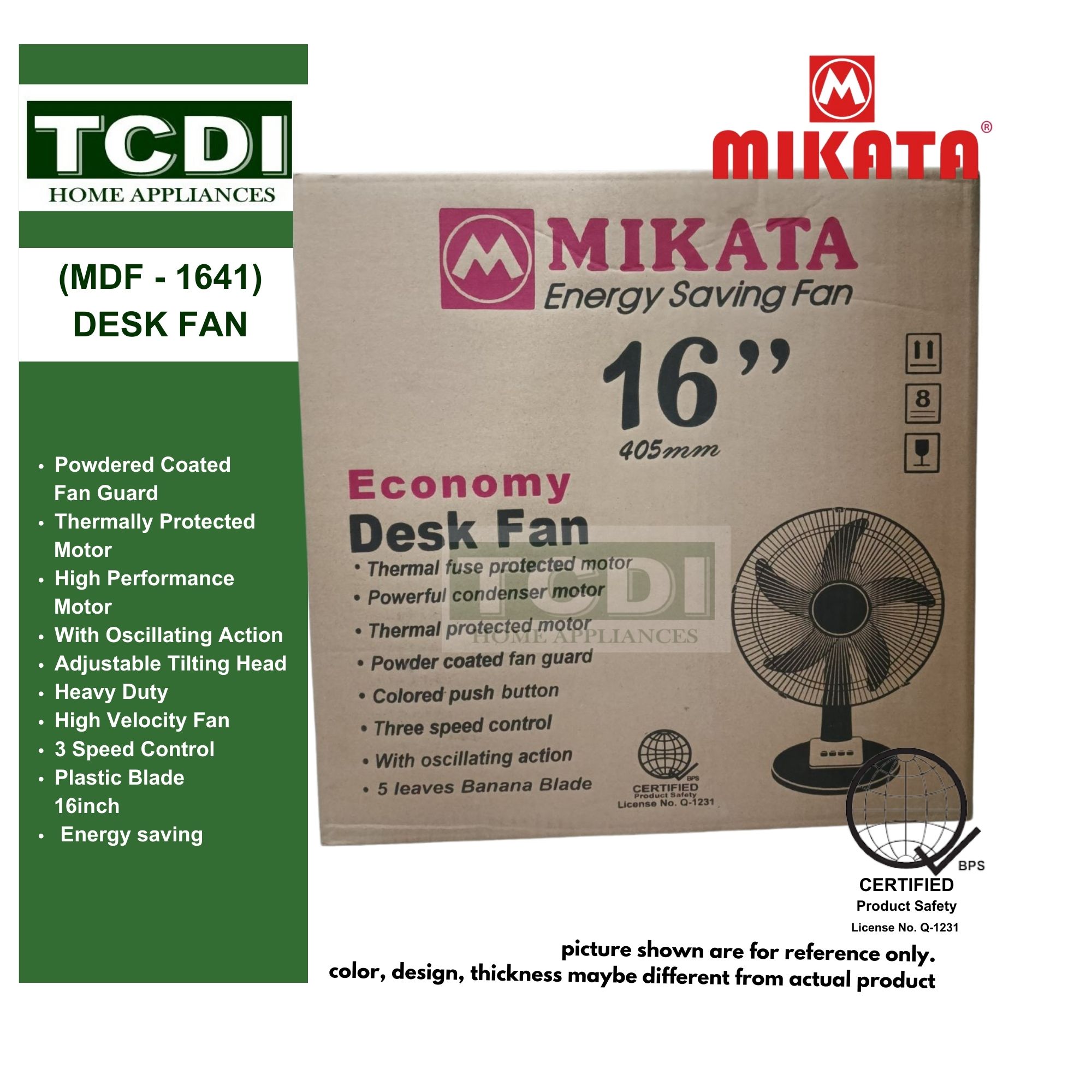 Mikata Desk Fan Electric Fan 16inch banana Blade (MDF - 1641) | Shopee ...