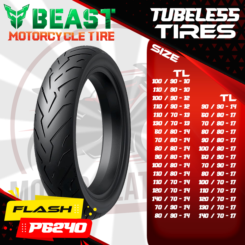 Beast Tire Flash P6240 Tubeless Motorcycle Tires Durable and Safe Dual ...