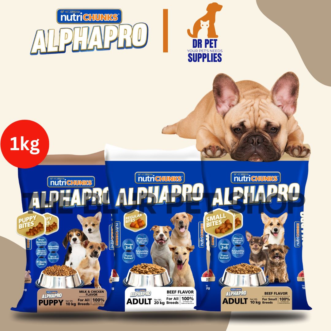 1kg NutriChunks Alpha Pro All Stages Regular Bites Small Bites Puppy ...