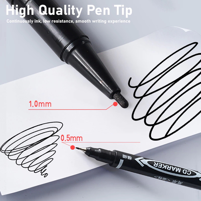 10PCS Multi Function Dual Tip Waterproof Permanent Marker Pen Black Red ...