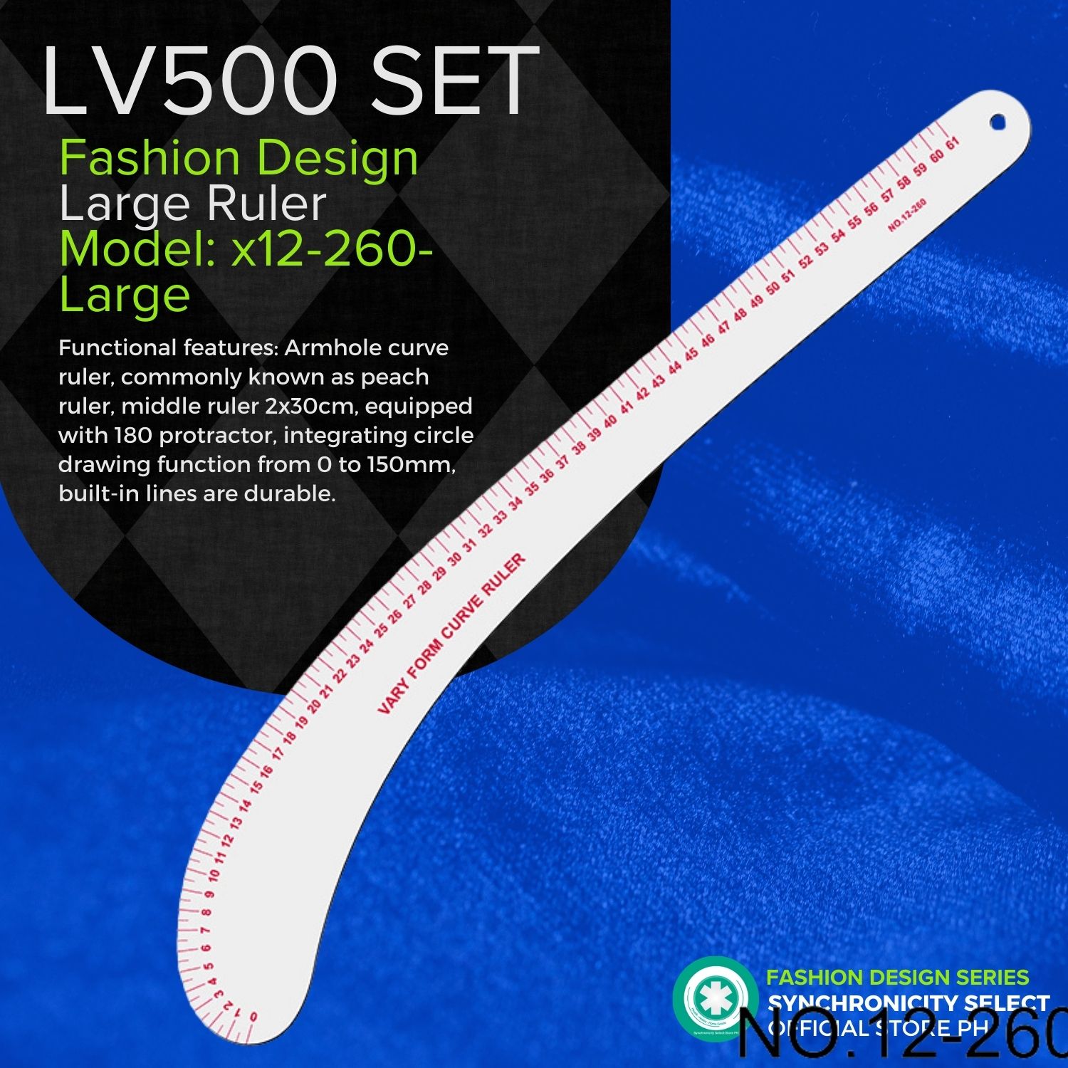 LV500 17-Piece Fashion Design Ruler Set – French Curve, Pattern, Hip ...